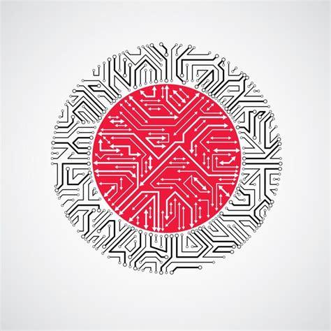 Premium Vector Vector Abstract Computer Circuit Board Red And Black Illustration Round