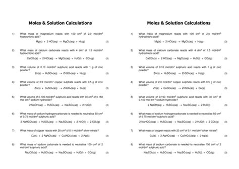 Moles Gcse Igcse And Intro In A Level Teaching Resources