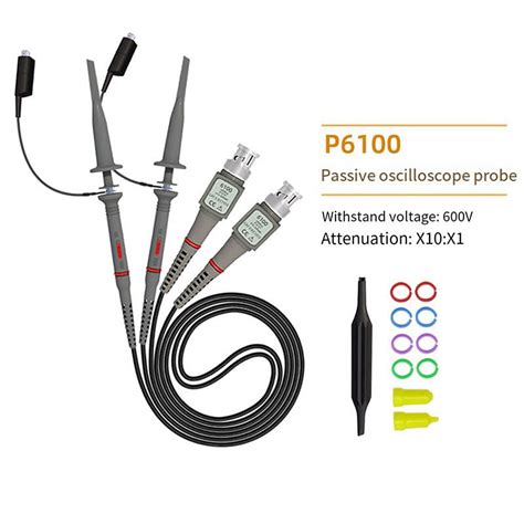 2 Pack Universal P6100 Oscilloscope Probes 100mhz Oscilloscope Clip Probes 1x 10x With