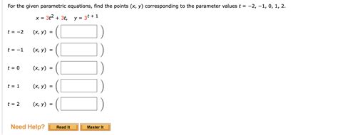 Solved For The Given Parametric Equations Find The Points Chegg