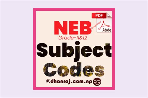 Subject Codes Of Grade 11 And Grade 12 National Examination Board Neb Dhan Rajs Blog