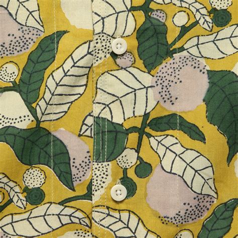 Chintan Floral Leaf Block Print Shirt Goldgreen Stag Provisions