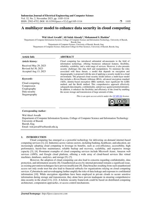 Pdf A Multilayer Model To Enhance Data Security In Cloud Computing