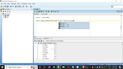 Difference Between Rank And Dense Rank In Oracle Youtube