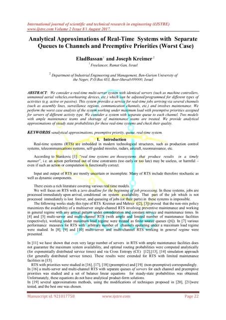 Analytical Approximations Of Real Time Systems With Separate Queues To