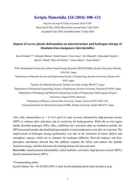 Pdf Impact Of Severe Plastic Deformation On Microstructure And Hydrogen Storage Of Titanium
