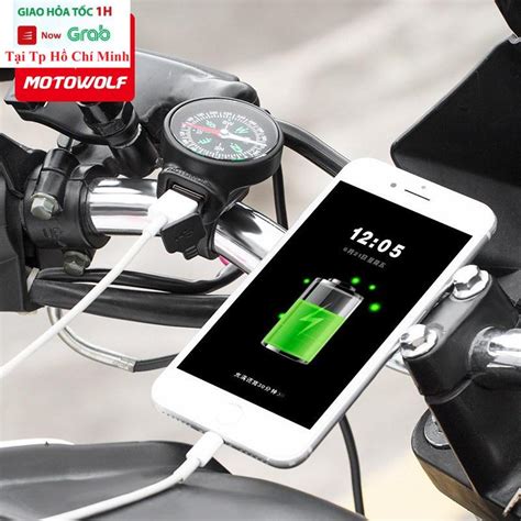 Phone Charger With 2 In 1 Motowolf Compass Mounted Motorbike With Both