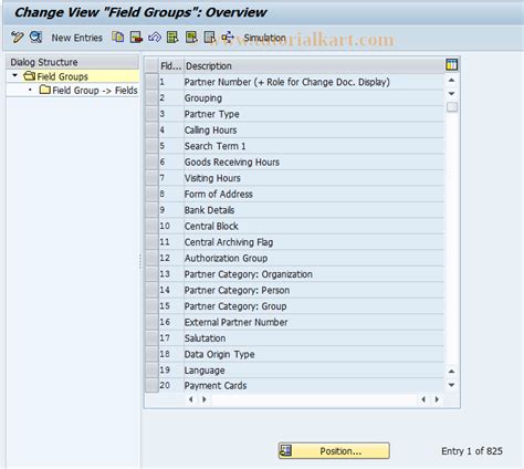 BUS2 SAP Tcode BDT Field Groups