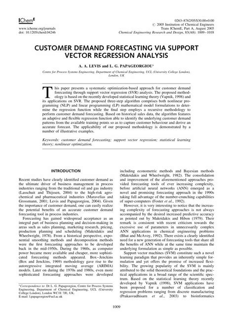 pdf customer demand forecasting via support vector regression