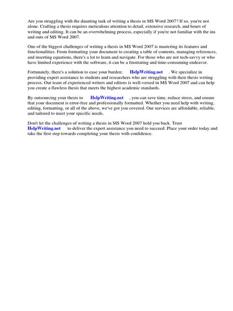 How To Write Thesis In Ms Word 2007 Pdf Thesis Microsoft Word