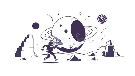 Astronaut On Ringed Planet Space Exploration Cosmic Journey Vector Design Generative Ai Stock