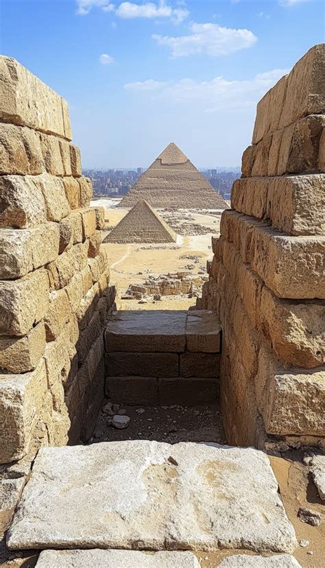 Ancient Passage To The Pyramids Giza Egypt A View Of History And Architectural Majesty Stock