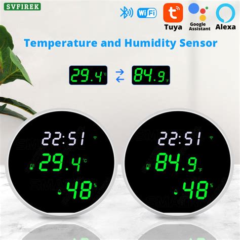 Smart Life Wifi Humidity Sensor With LED Mirror Screen Detector Humidity Sensor Support Google
