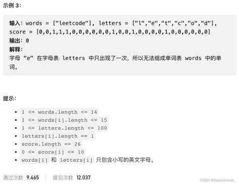 Leetcode 1255 得分最高的单词集合 Csdn博客