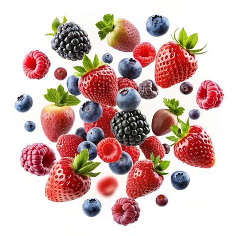 Premium Photo A Bunch Of Berries With A White Background Mixed