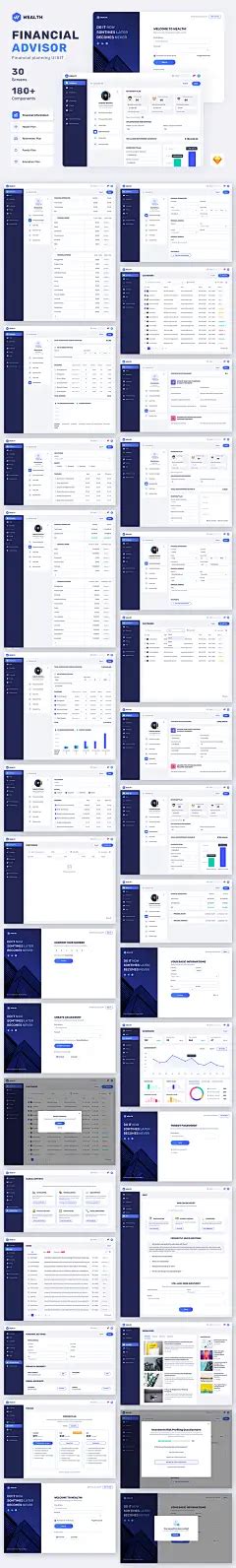 Web模板 金融dashboard个人中心后台管理系统web Ui源文件sketch模板图片金融后台参考图片素材 花瓣网