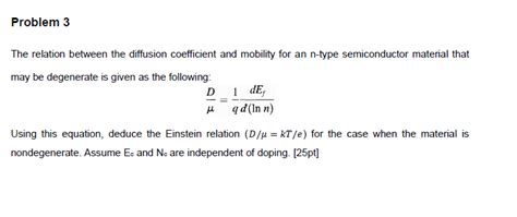 solved problem 3 the relation between the diffusion