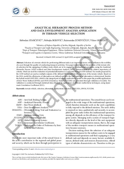 Pdf Analytical Hierarchy Process Method And Data Envelopment Analysis Application In Terrain