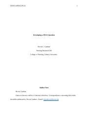 Developing A PICO Question Docx DEVELOPING PICO 1 Developing A PICO Question Nicole L Gardner