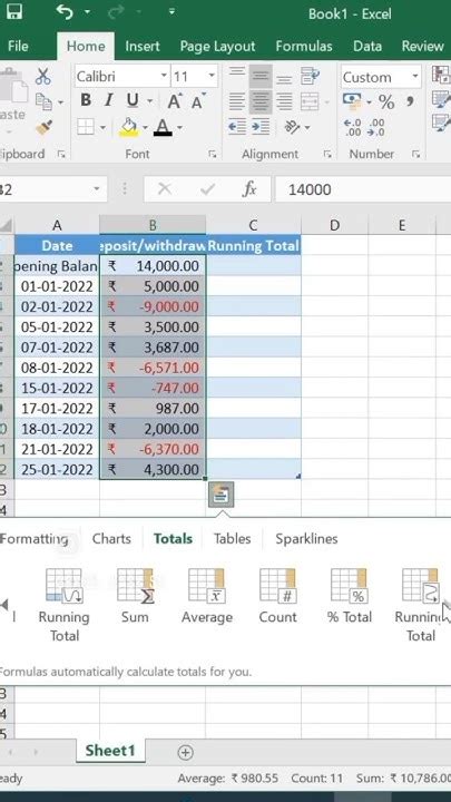 how to find running total excel tutorial youtube