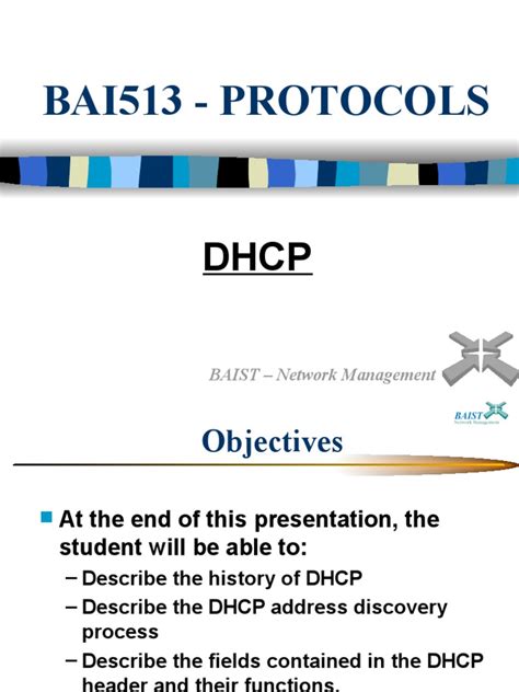 dhcp presentation pdf ip address networking standards