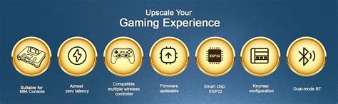 Bitfunx Retroscaler N64 Wireless Controller Adapter Supports N64 Game Console