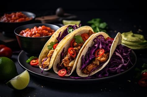 Premium Photo Vegan Bbq Pulled Eggplant Tacos With Coleslaw