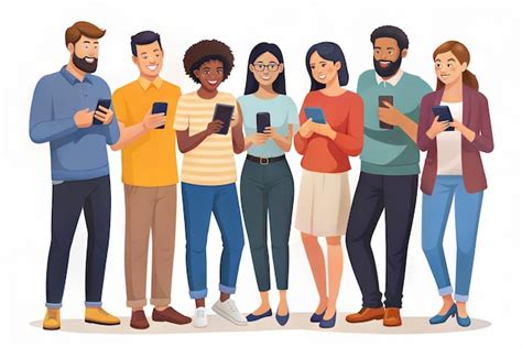 People Using Smartphones Vector Design Illustration Premium Ai
