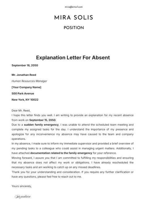 Free Explanation Letter Templates Editable And Printable