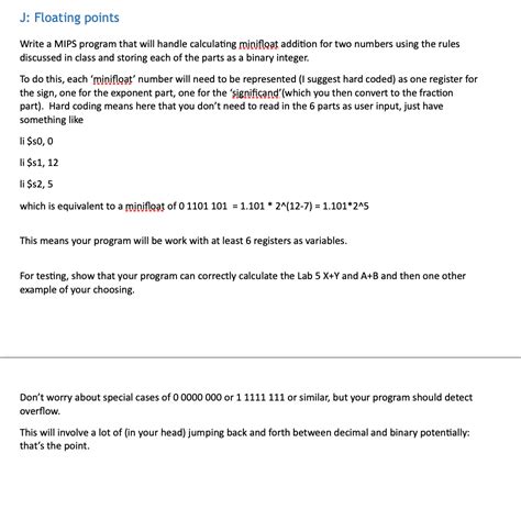 J Floating Points Write A MIPS Program That Will Chegg