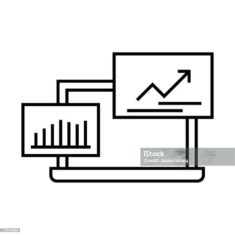 노트북 화면 벡터 아이콘 디자인 금융 및 화이트 배경에 투자자 기호와 상승 화살표 비즈니스 자본주의및 금융 기호 성장 통계 개념