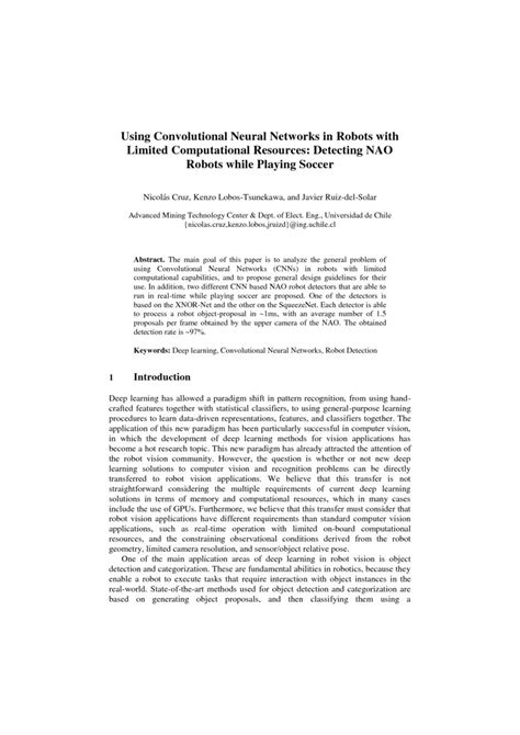 Using Convolutional Neural Networks In Robots With Limited