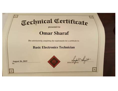Basic Electronics Technician Certificate Docx