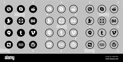social media icons black and white vector social mecia icons stock