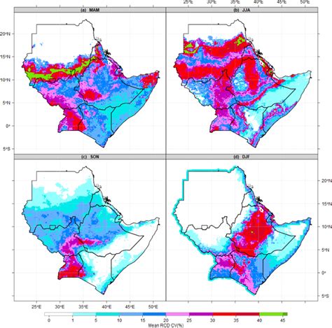 mean spatial patterns of variability in rainfall cessation dates rcds