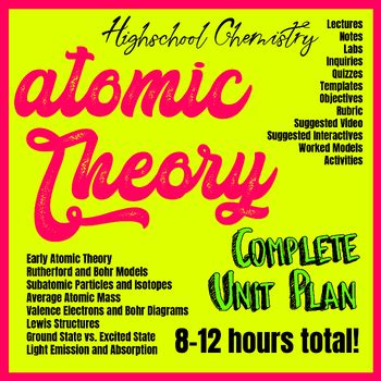 Atomic Theory Unit Plan By Brno Farm TPT