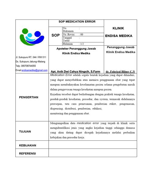 Sop Medication Error Pdf