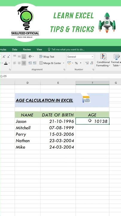 how to calculate age in excel fun with excel 👶👴 learnexcel age excel tutorials