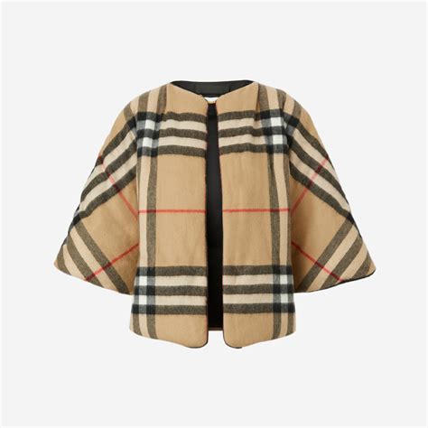 W 버버리 체크 캐시미어 울 케이프 아카이브 베이지 Burberry Kream