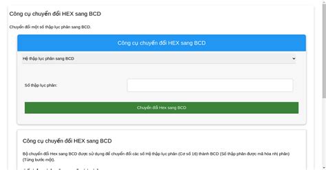bộ chuyển đổi hex sang bcd chuyển đổi số hex sang số thập phân được