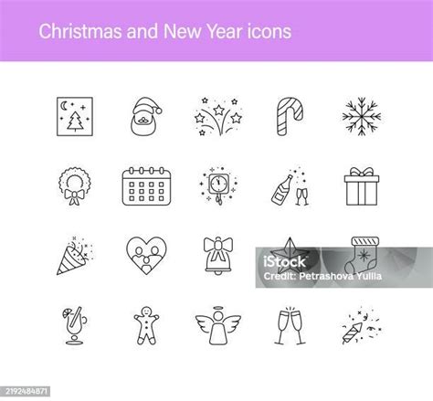 한 줄에 있는 벡터 아이콘 크리스마스와 새해의 집합 편집 가능한 획 크리스마스 휴일 아이콘 0명에 대한 스톡 벡터 아트 및 기타 이미지 Istock