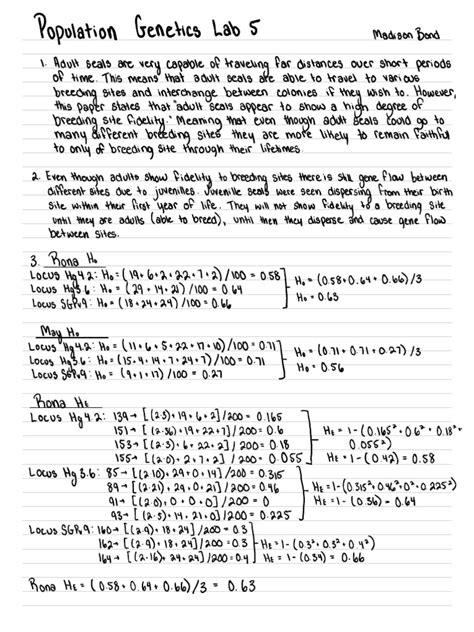 Genetics Lab 5 Pdf Population Genetics Evolution