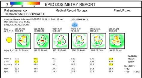 Epid Dosimetry Report Showing The Results Of A 2d Epid Based In Vivo Download Scientific