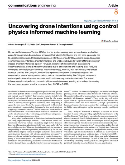 PDF Uncovering Drone Intentions Using Control Physics Informed Machine Learning