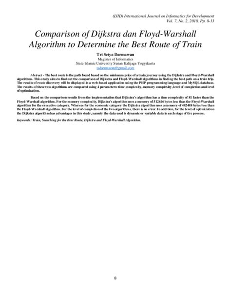 Pdf Comparison Of Dijkstra Dan Floyd Warshall Algorithm To Determine