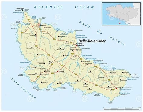 Hoja De Ruta De La Isla Bretona De Belleileenmer France Ilustración Del