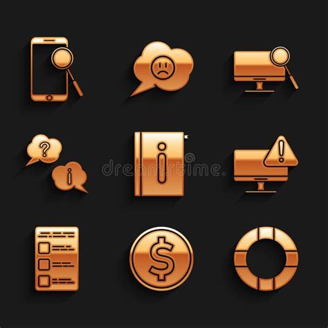 Set User Manual Coin Money With Dollar Lifebuoy Monitor Exclamation Mark Create Account