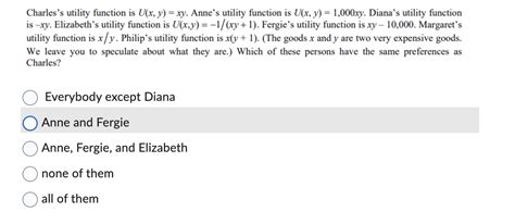 solved charles s utility function is u x y xy ﻿anne s