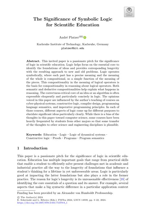 Pdf The Significance Of Symbolic Logic For Scientific Education