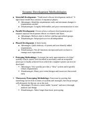 SDLC Methodologies Docx Systems Development Methodologies Waterfall Development Traditional